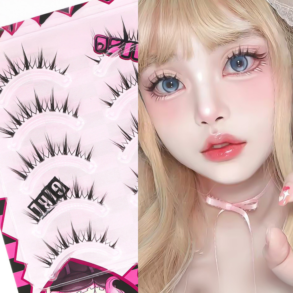 5 Pairs Natural Look Full Strip Lashes Reusable Cosplay Wispy Strip ...