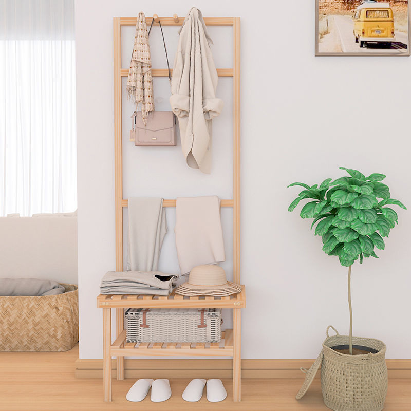 Sit-up Rack Simple Shelf Storage Cabinet Coat Rack Hanger Solid Wood ...