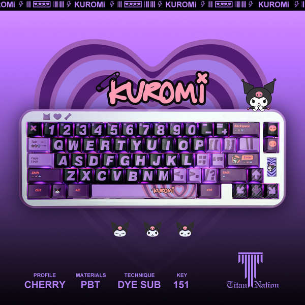 keycaps Titan Country Kuromi Kuromi Theme 151-Key PBT Original Factory ...