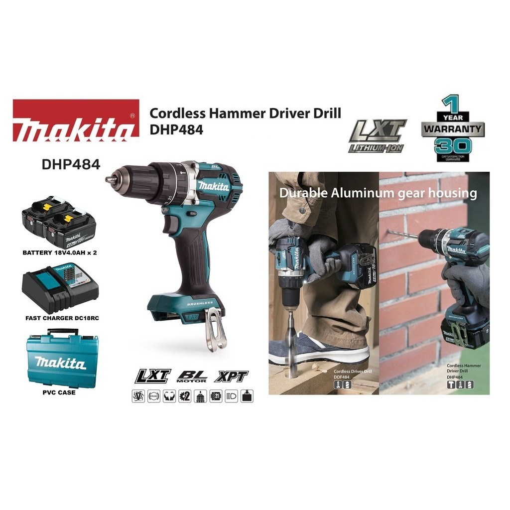Makita DHP484 18V Torque 54Nm Brushless-Motor Hammer Drill | Shopee ...