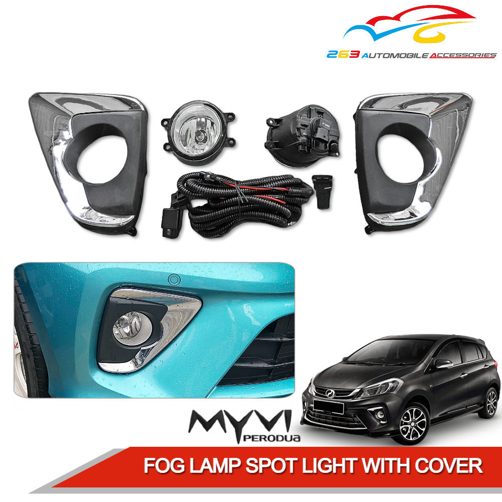 PERODUA MYVI 2018-2021 FOG LAMP SPORT LIGHT WITH COVER (BLACK & CHROME ...
