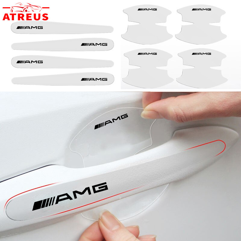 8Pcs AMG Mercedes Benz Car Door Handle Invisible Anti Scratch Protector ...