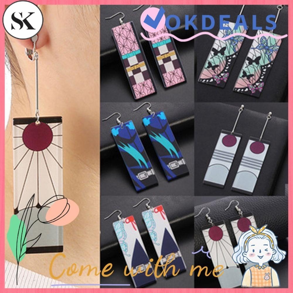 SK Jewelry Demon Slayer Men Women Anime Drop Earrings Cosplay Accessory ...