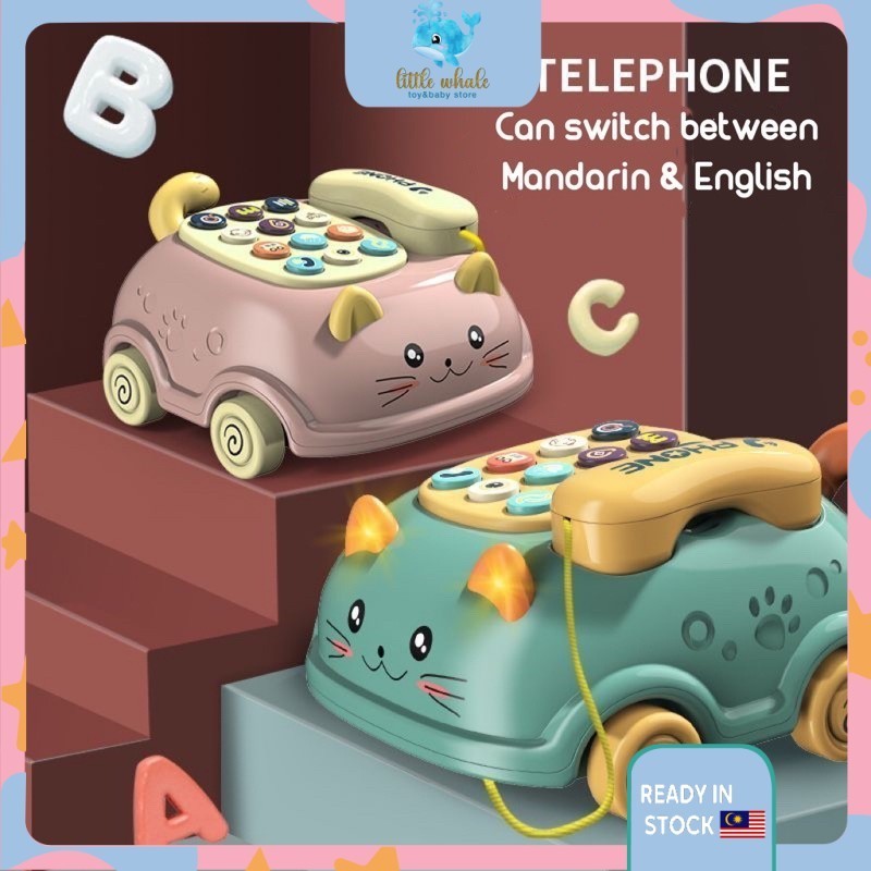 🐳Mainan Telefon Kucing Kanak-Kanak Bayi Dwibahasa Early Learning ...