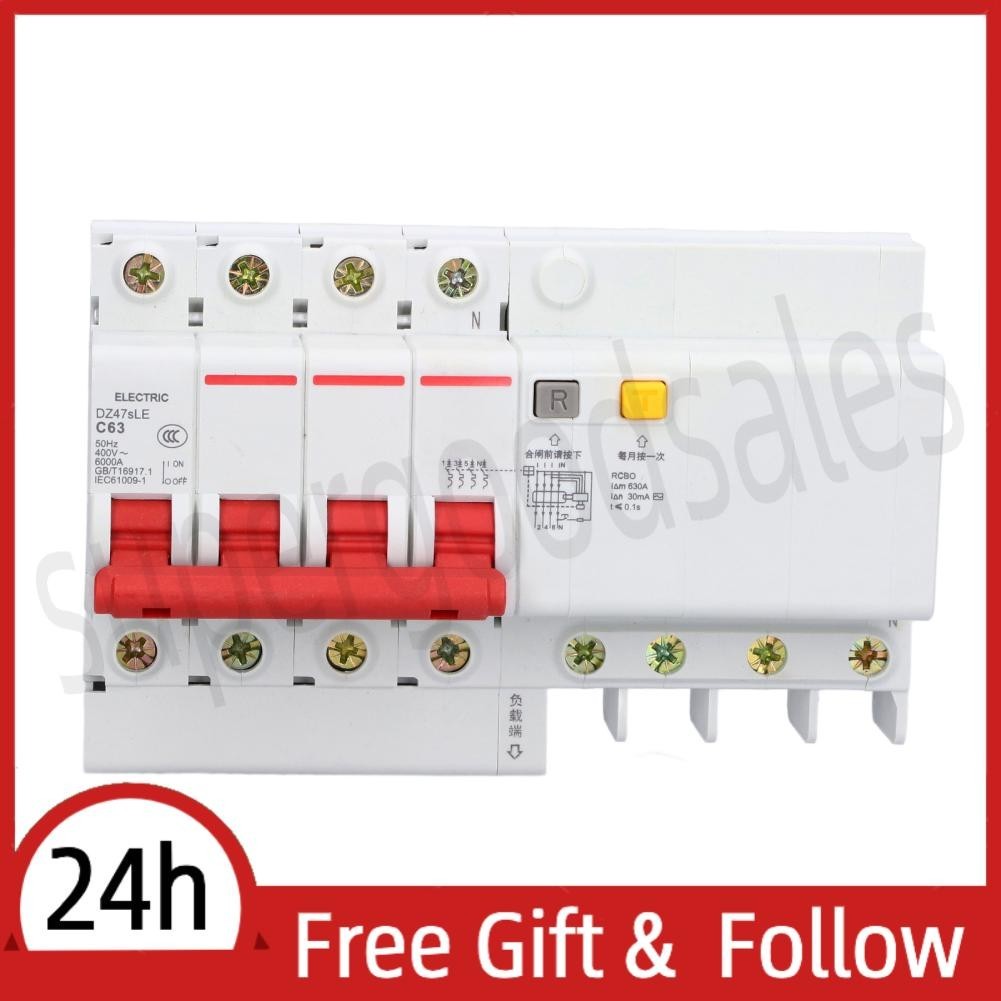 Supergoodsales Leakage Protection Switch DZ47sLE C63 AC 400V 63A Easy Installation Miniature ...