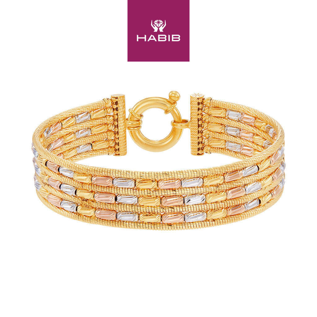 HABIB Oro Italia 916 Yellow, White and Rose Gold Bangle GB90870923(3 ...