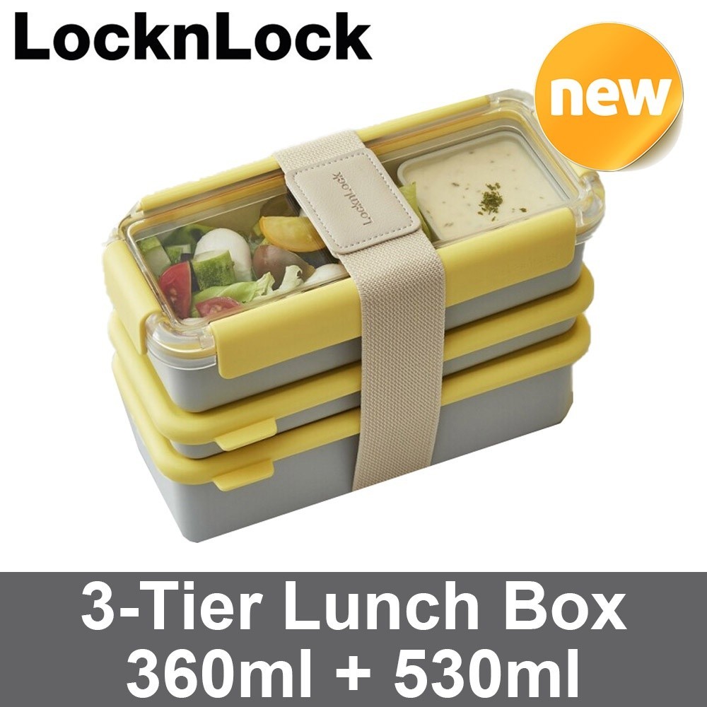 LocknLock DosiLock 3-Tier Lunch Box 360ml 530ml Silicone Stainless ...