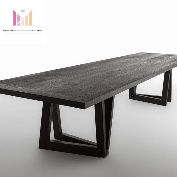 Solid wood conference table, long table, modern minimalist rectangular ...