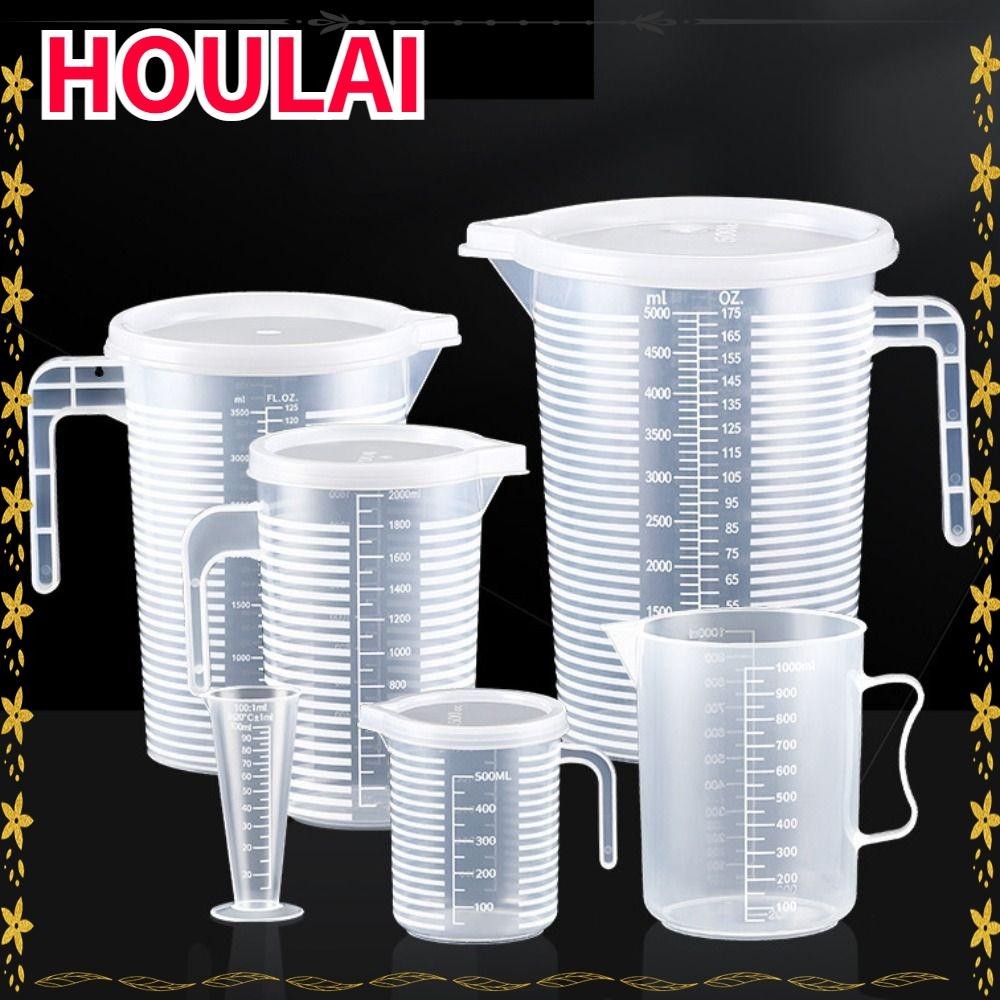HOULAI Graduated Measuring Cup with Lid, Large Capacity Plastic Beaker ...