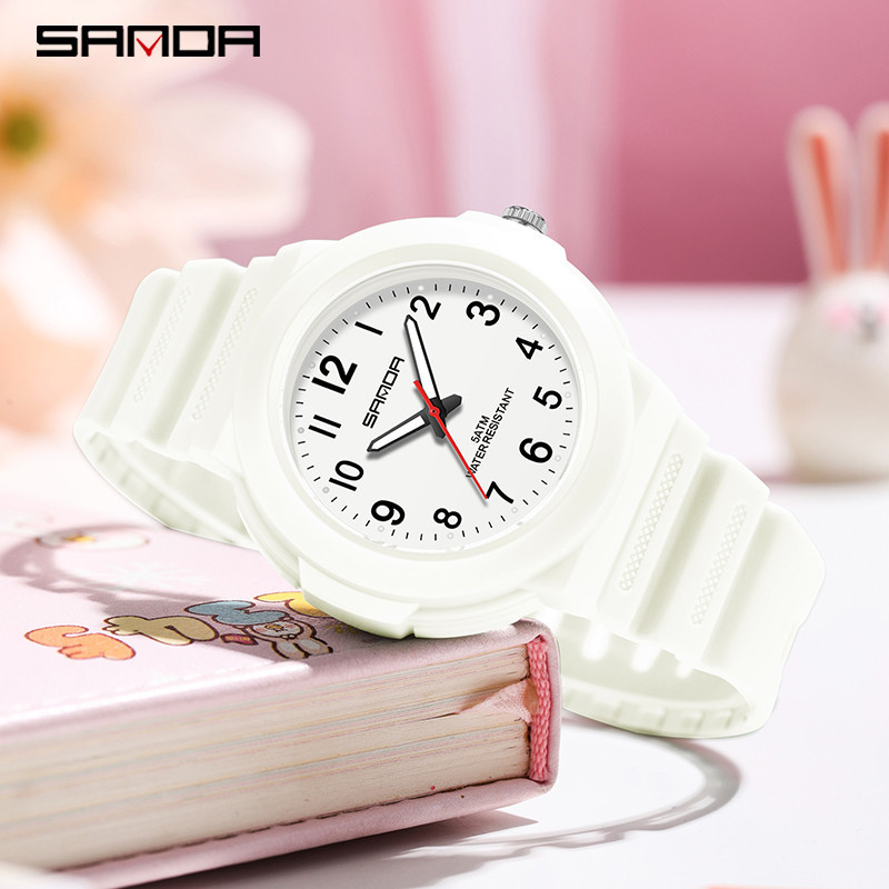 SANDA Large Dial Youth Student Electronic Luminous Waterproof Quartz ...