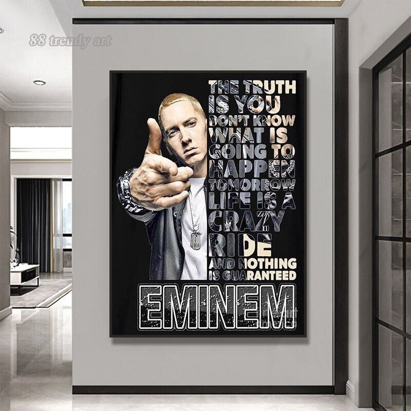 Hip Hop Singer Eminem Posters and Prints Motivational Qoutes Canvas ...