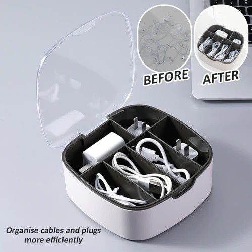 Dustproof Data Cable & Charger Plug Storage Box / Kotak Penyimpanan ...