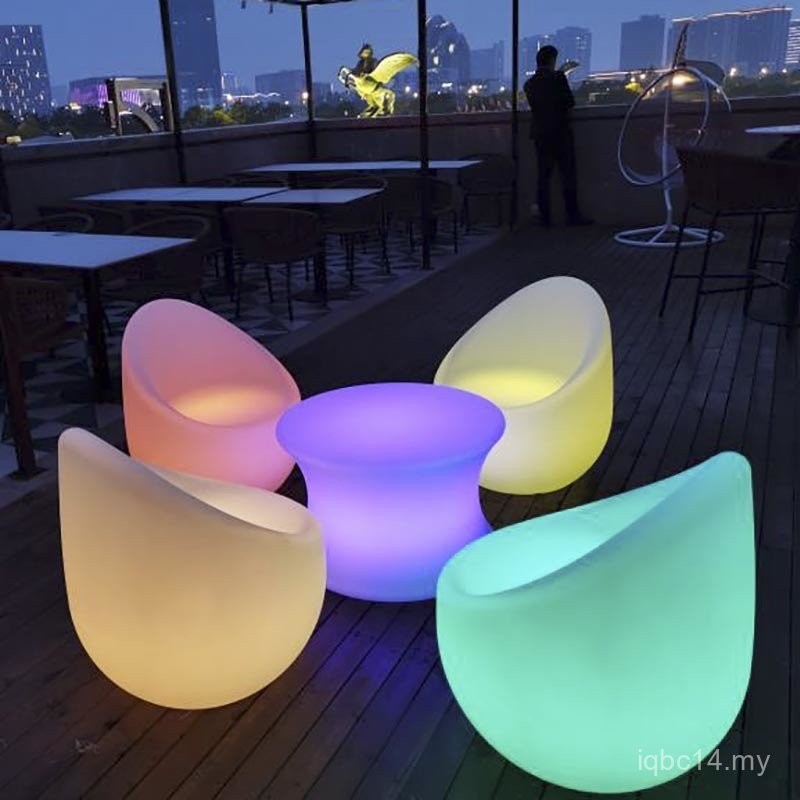 Led Colorful Luminous Table Chair Bar ktv Courtyard Round Camping ...