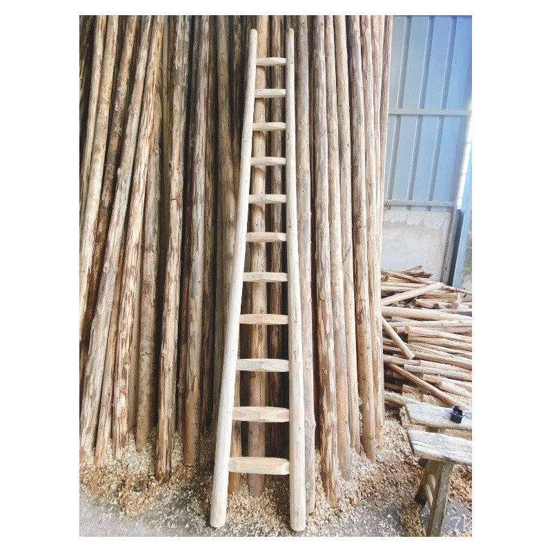 Free Shipping Wooden Solid Wood Round Material Bold Straight Ladder ...