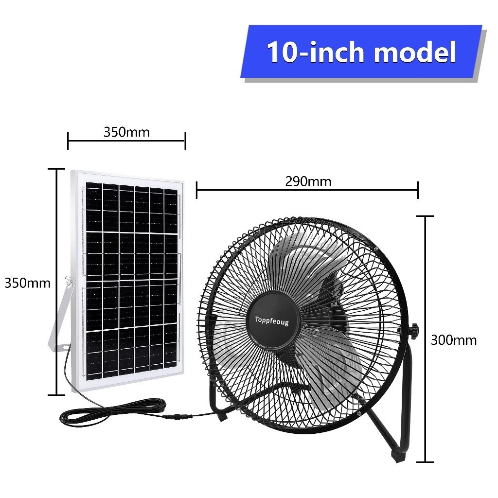 Kipas Ekzos Mini Udara Solar DC 10 Inci Kipas Boleh Dicas Semula Mudah ...