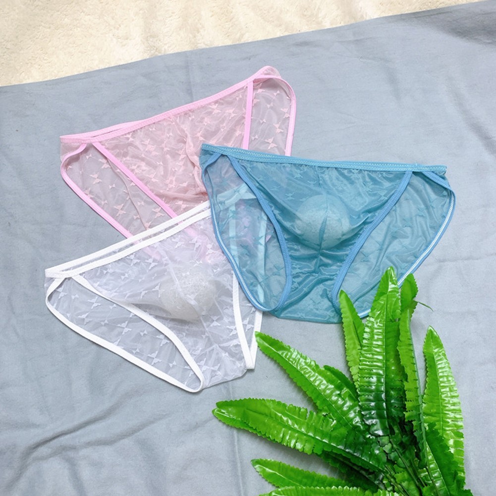 [fstyle] Sexy Men Ice Silk Sheer Pouch G String Bikini Briefs Thongs ...