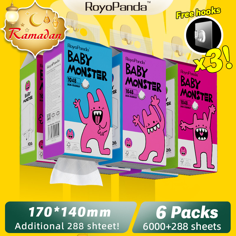 【6 Packs】RoyoPanda Baby Monster Hanging Tissue Facial Tissue Tissue ...
