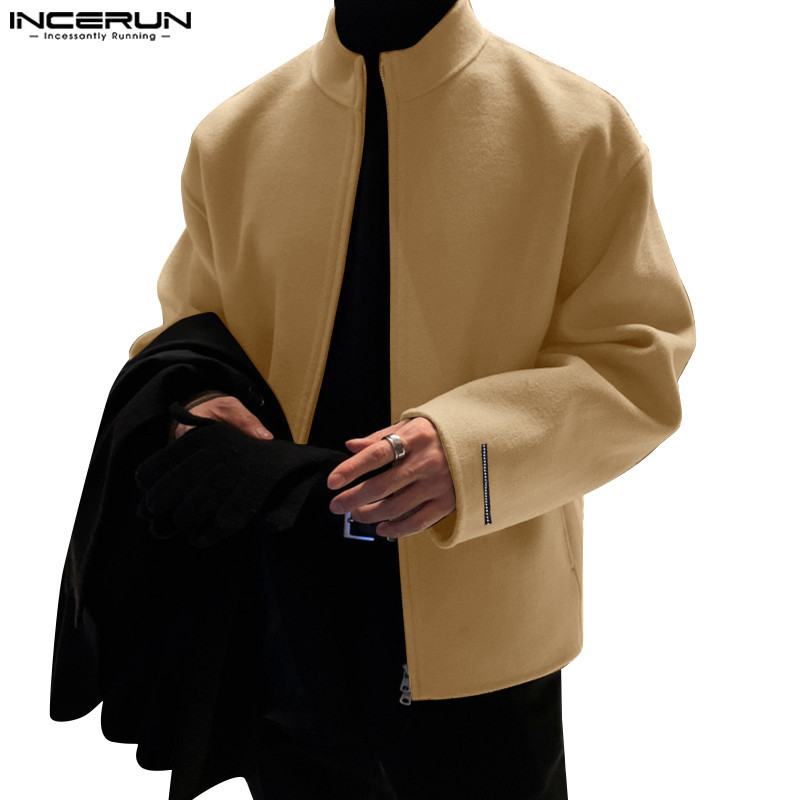 INCERUN men's patchwork coat long sleeved jacket | Shopee Malaysia