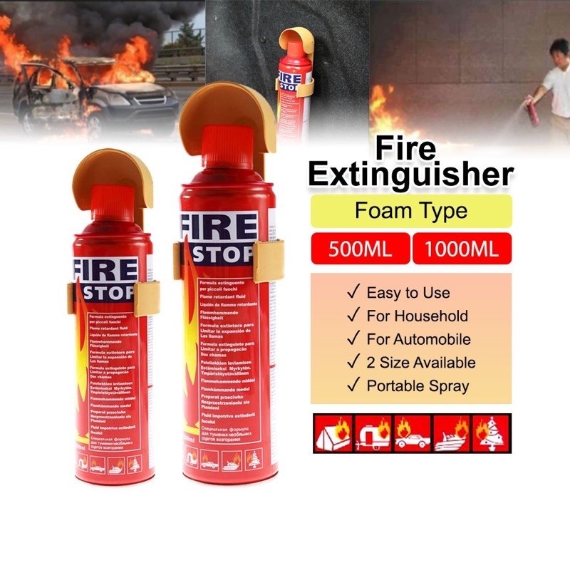 (500ml) Portable Mini Car Fire Extinguisher Fire Stop Foam Spray Fire ...