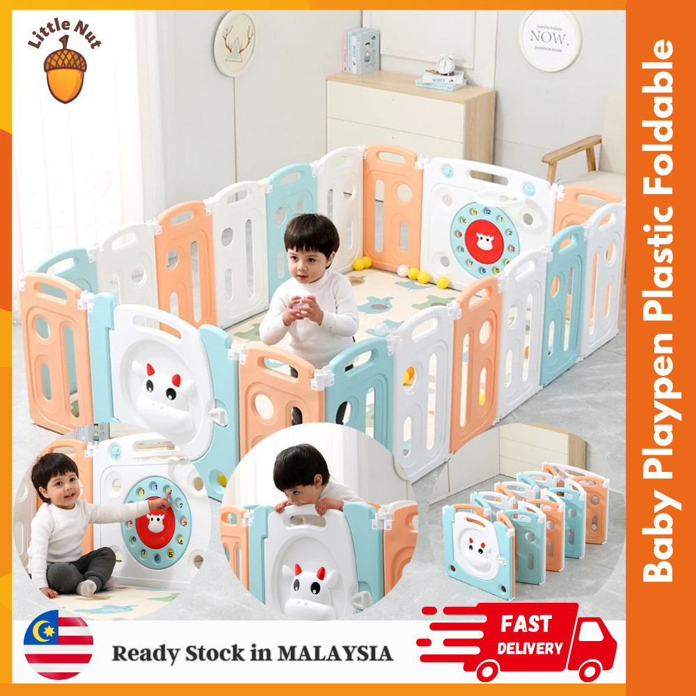 Foldable Game Playpen Baby Fence Strong & Sturdy Kid Safety Play Yard ...