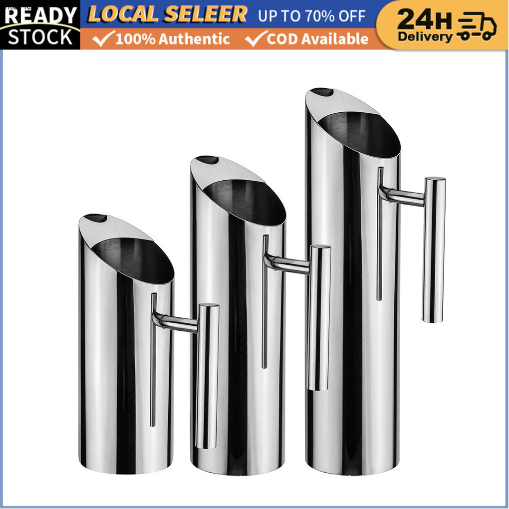Stainless Steel Juice Pitcher Water Bottle With handle Tea Pot Beverage ...