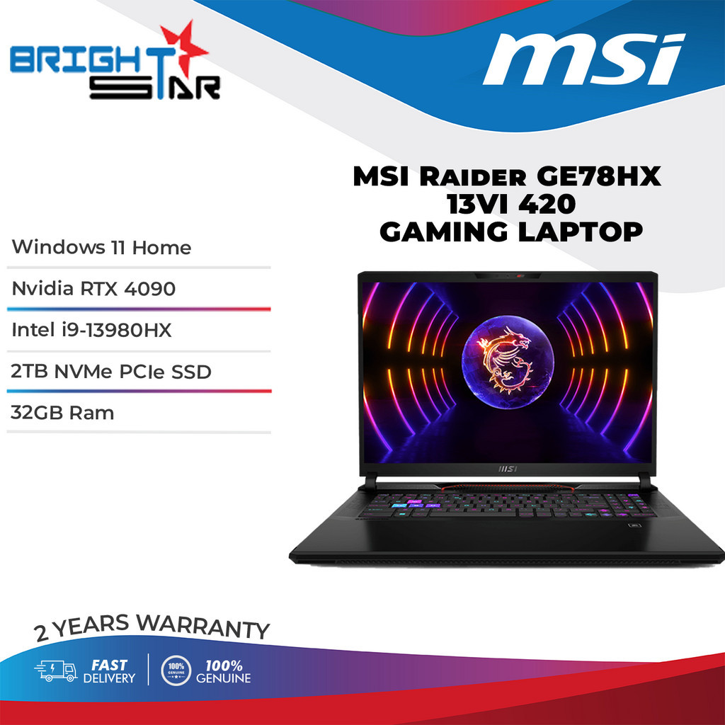 MSI Raider GE78HX 13VI 420 （17“ QHD+ IPS 144Hz/Intel I9-13980HX/32GB ...