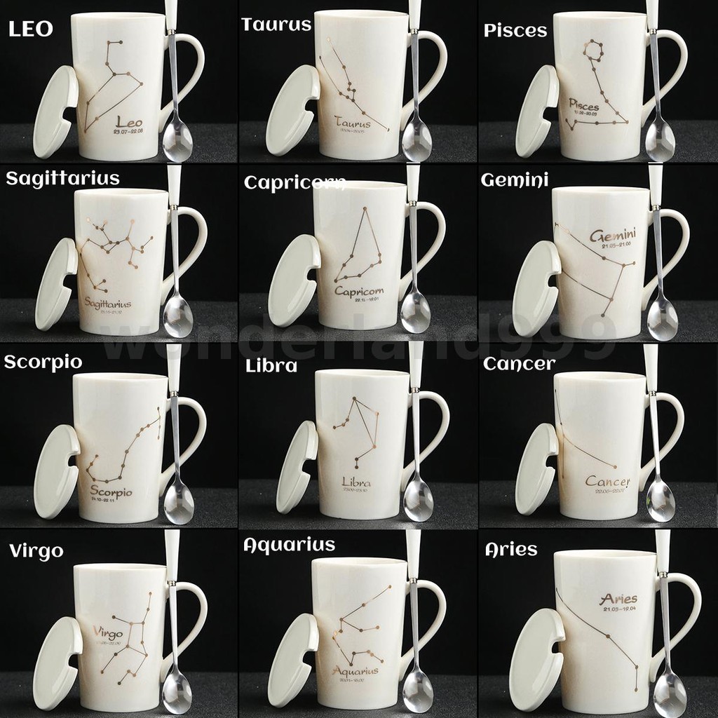 400ml 12 Constellations Ceramic Cup Mug Tea Cup Coffee Milk Cup Lid ...