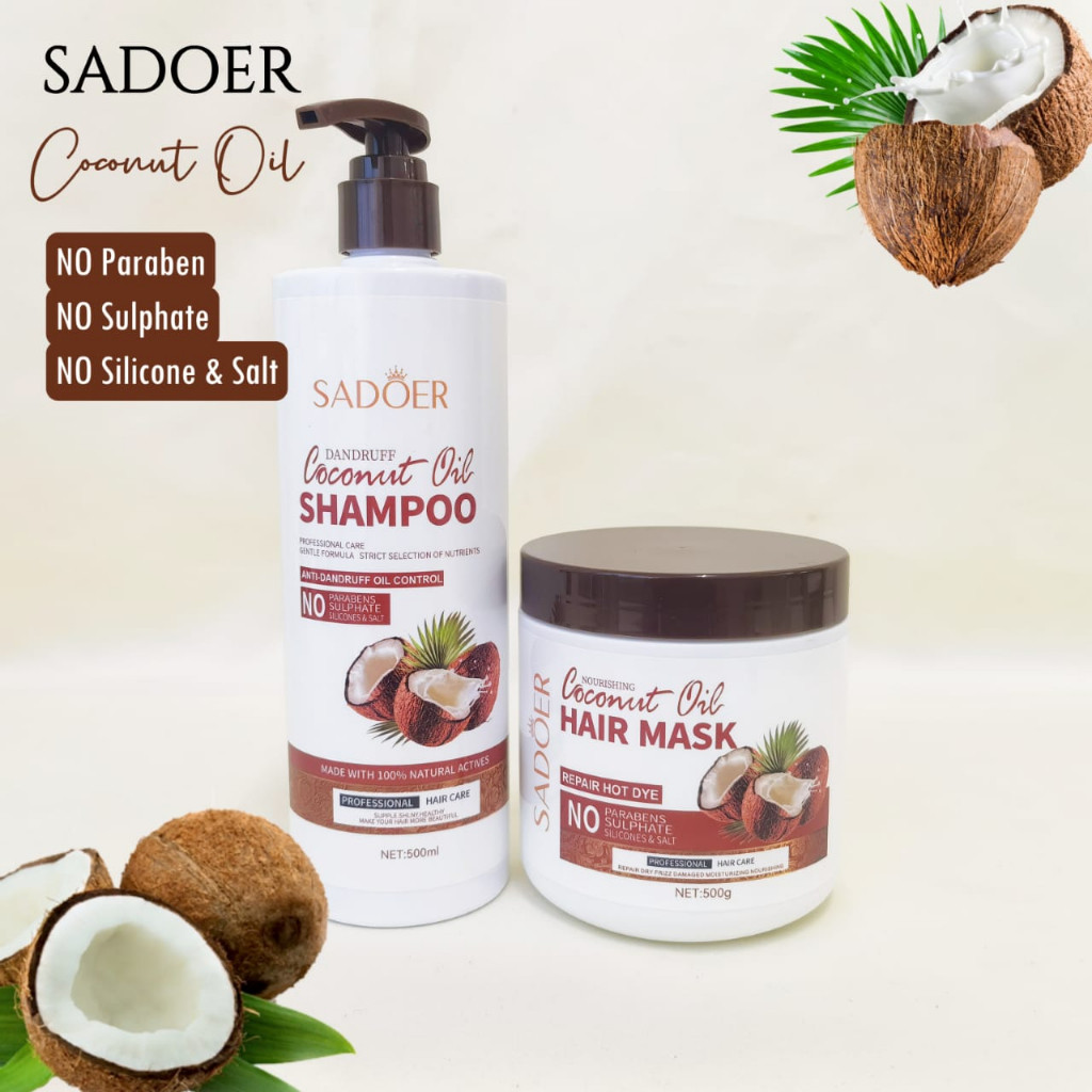 SADOER Nourishing Coconut Oil Shampoo & Hair Mask Set 500ml+500g | Shopee Malaysia