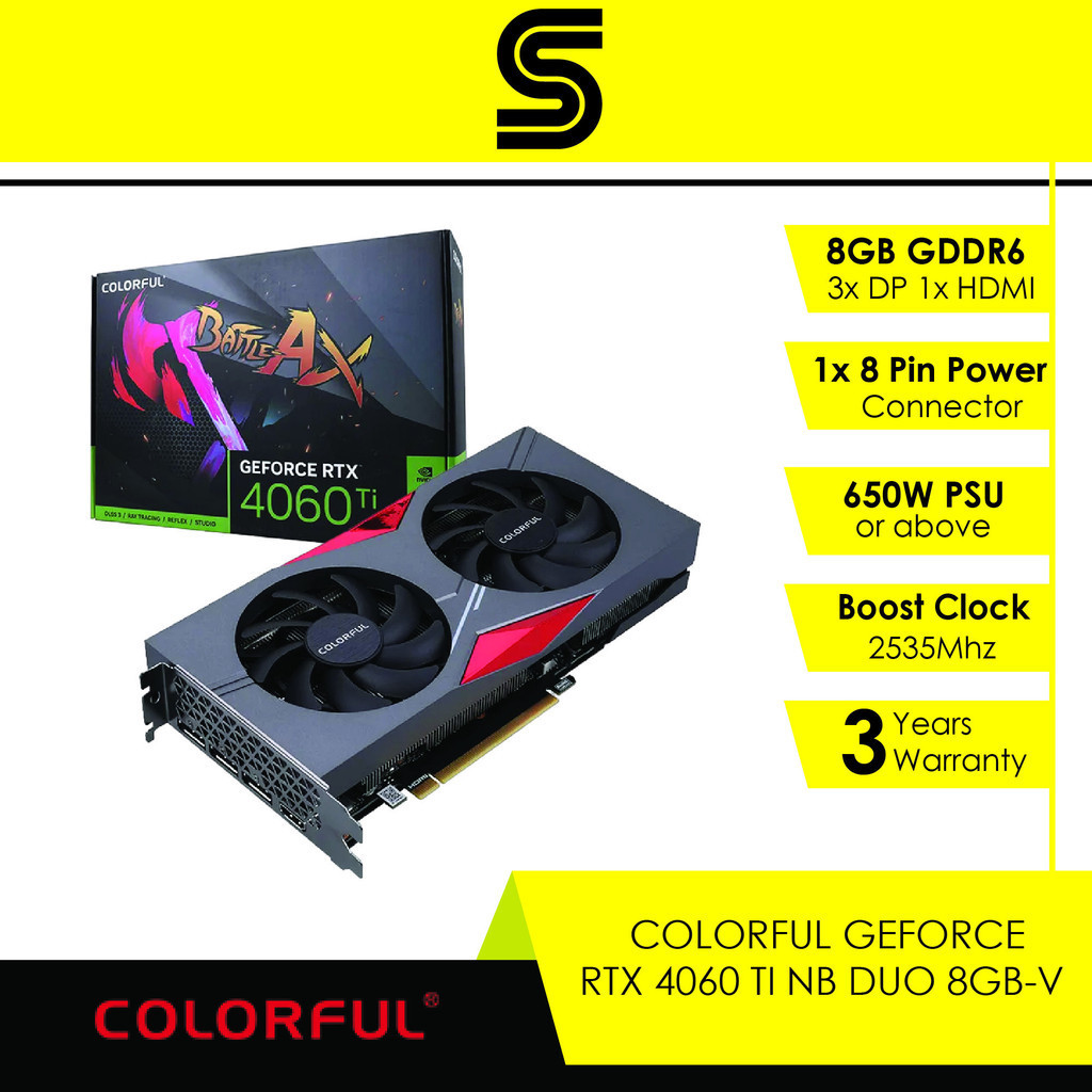 COLORFUL GeForce GeForce RTX 4060 Ti NB DUO 8GB-V GDDR6 | Shopee Malaysia