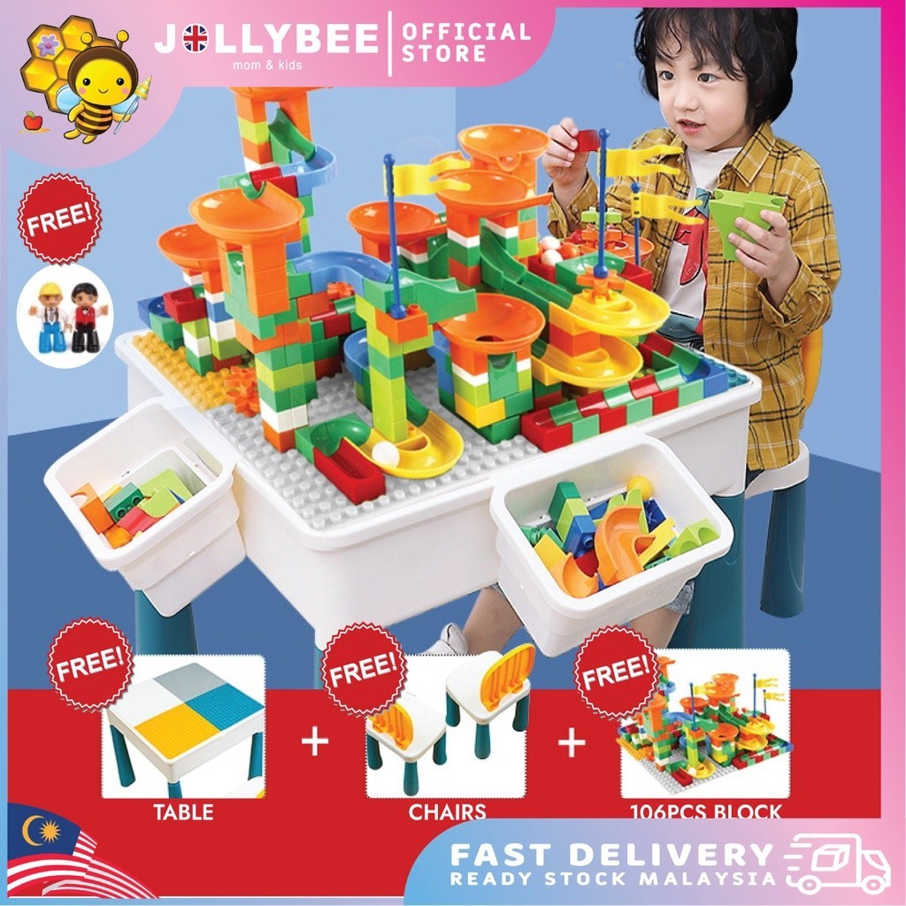 Large Duplo Block Table Building 300PCS Blocks Kids Bricks Toys Chair ...