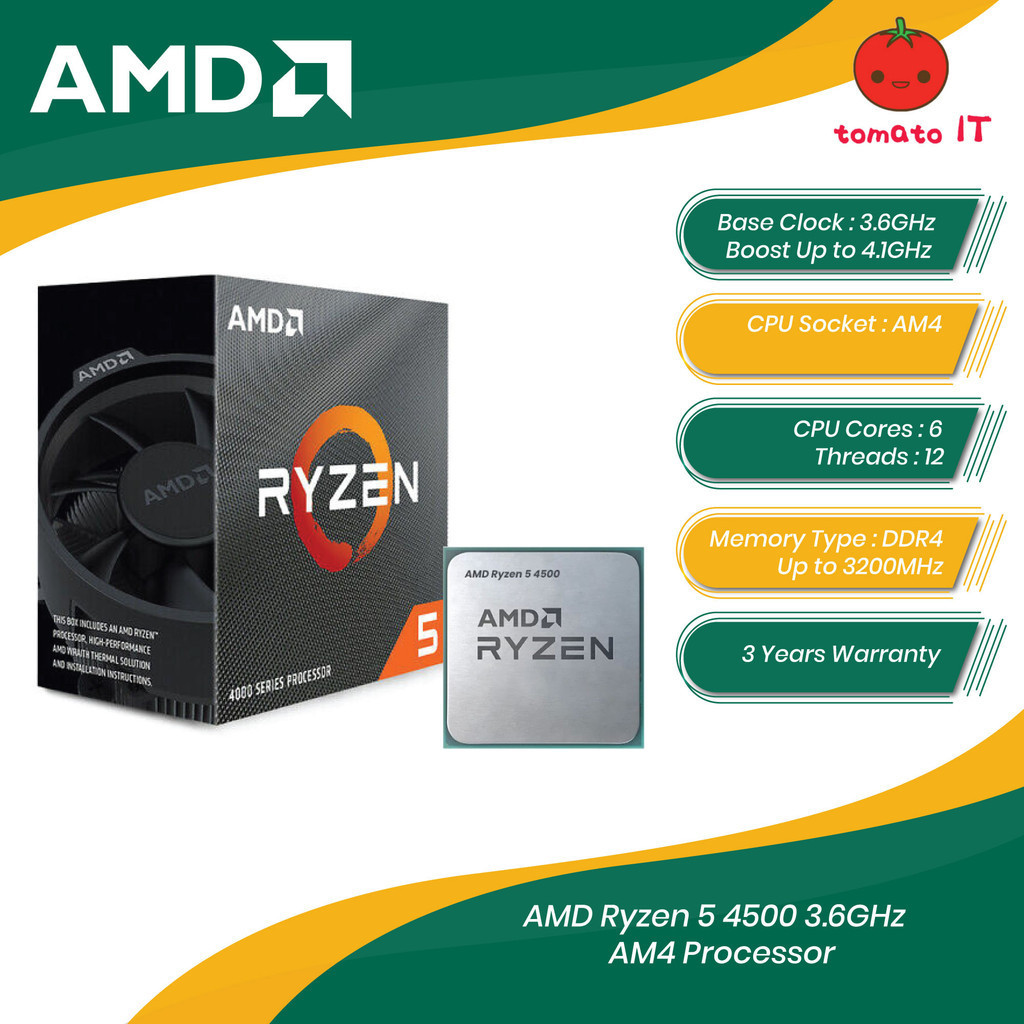 AMD Ryzen 5 4500 3.6GHz AM4 Processor | Shopee Malaysia