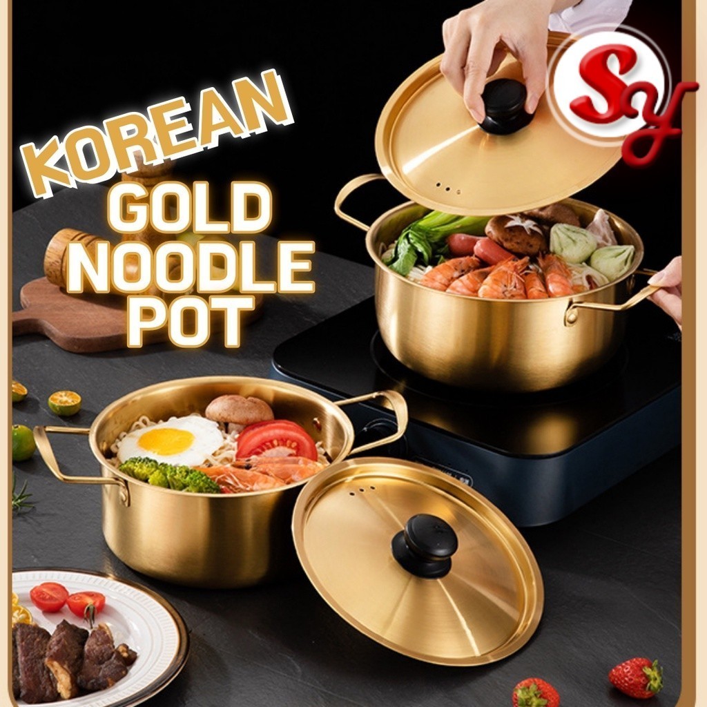 Korean Style Gold Noodle Pot With Lid Cooking Pots Street Vendor Ramen ...