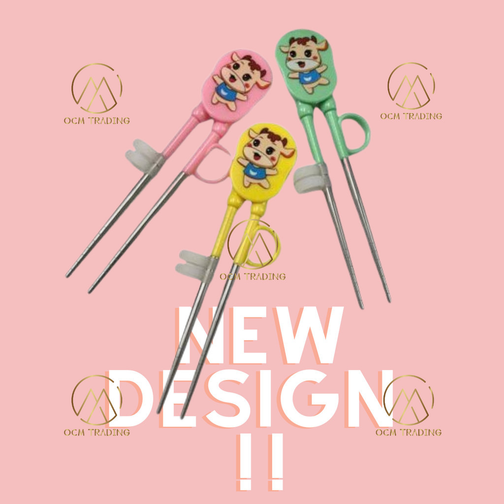 OCM Chopstick Kids Cartoon Learning Chopstick Training Stainless ...