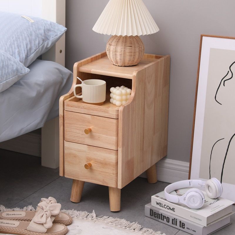 Very narrow solid wood bedside table drawer Simple small apartment ...