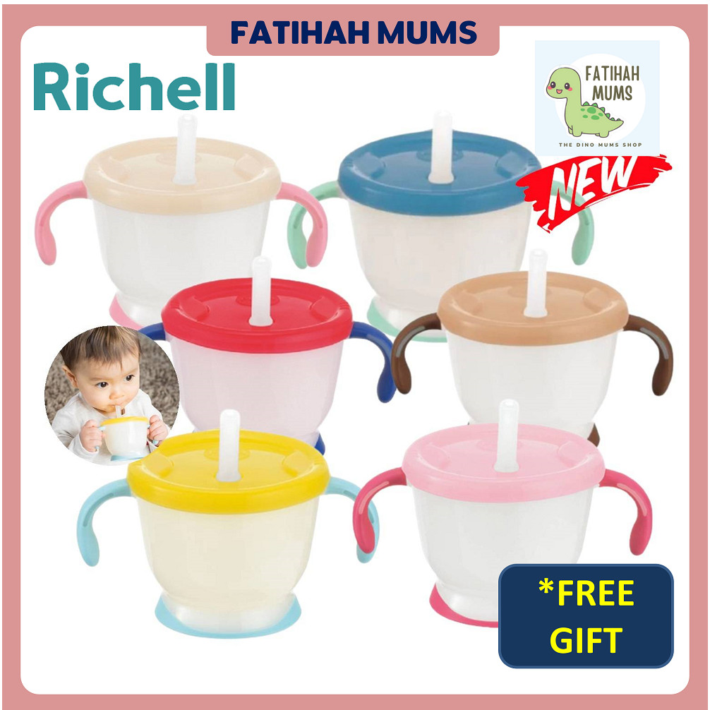 Original Richell AQ Straw Training Mug Cup 150ml Baby Drinking Cup + 6 ...