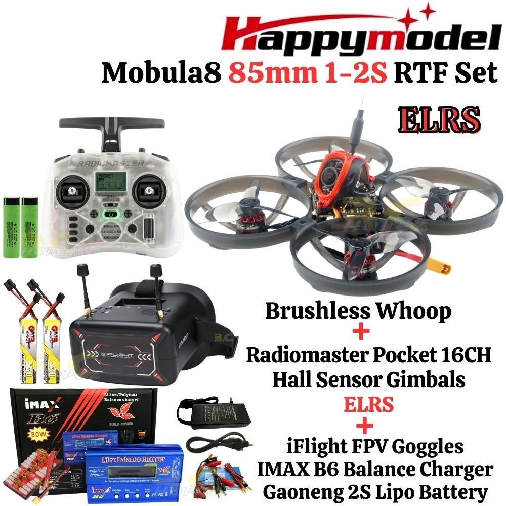 Happymodel Mobula8 85mm 1-2S X12 V3.0 5-IN-1 AIO Whoop +RadioMaster ...