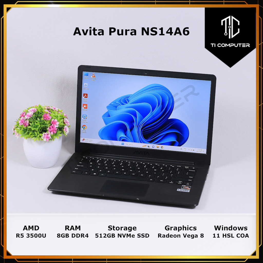 Avita Pura NS14A6 AMD Ryzen R5 3500U 8GB DDR4 RAM 512GB NVMe SSD Radeon ...