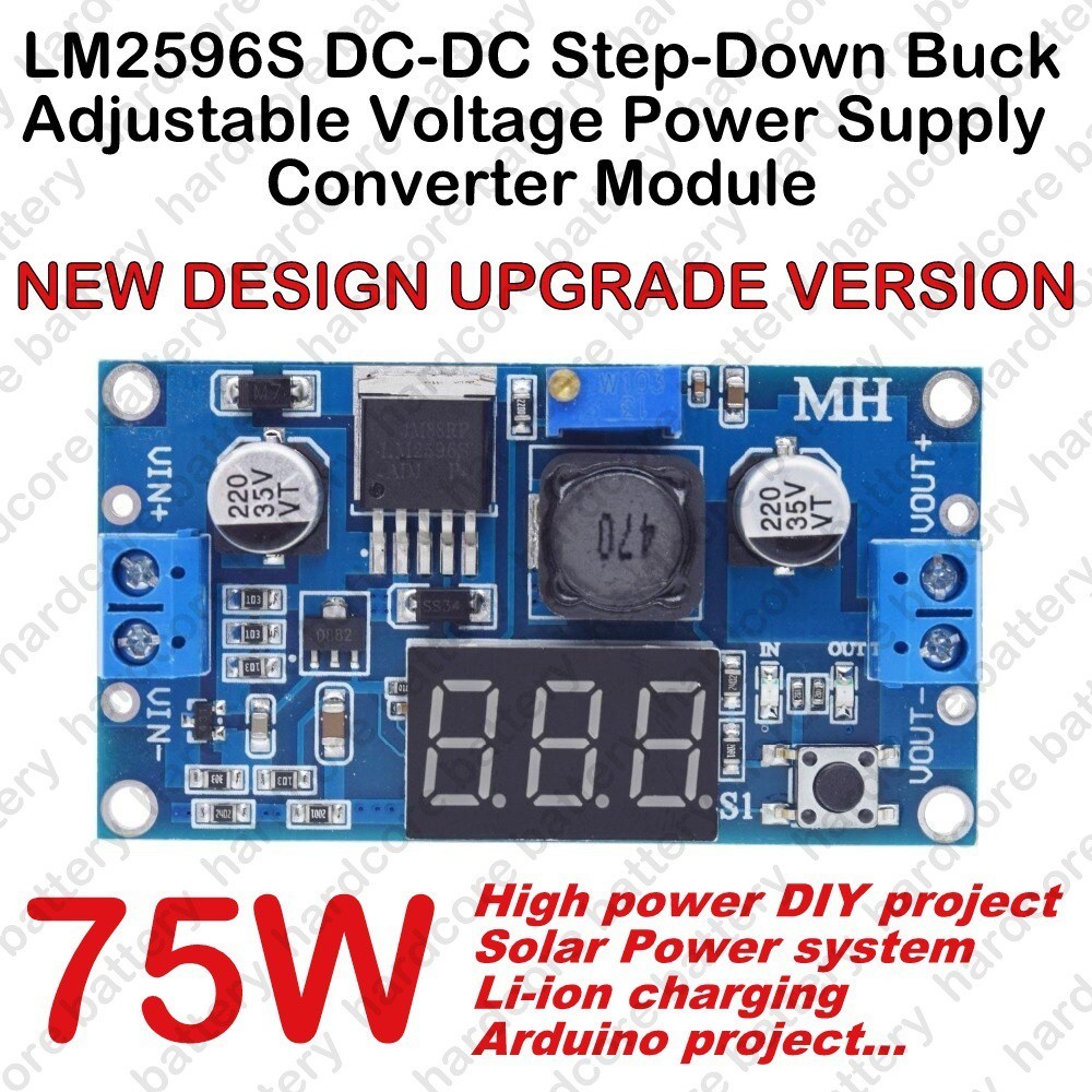 LM2596S DC-DC Buck Step-Down Adjustable DC Power Supply Converter Module Digital Voltage ...