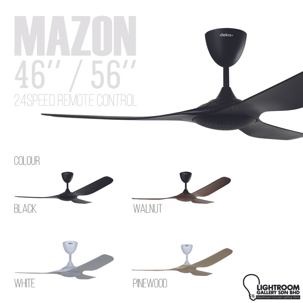 DEKA+ MAZON 46'' 56'' 3 Blades DC Motor Ceiling Fan 24 Speeds + Reverse ...