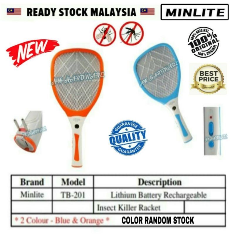 ORIGINAL MINLITE TB-201 RECHARGEABLE INSECT ZAPPER MOSQUITO RACKET/ PEMBUNUH SERANGGA ELEKTRIC ...