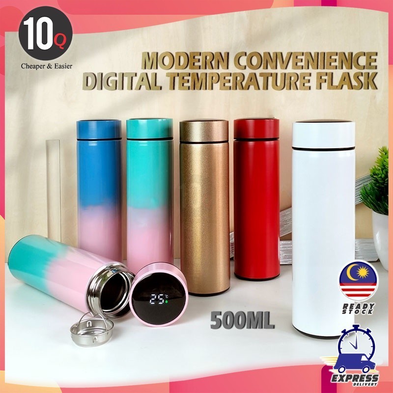 10Q Smart LED Temperature Display Vacuum Flask Thermos Keep Warm and ...