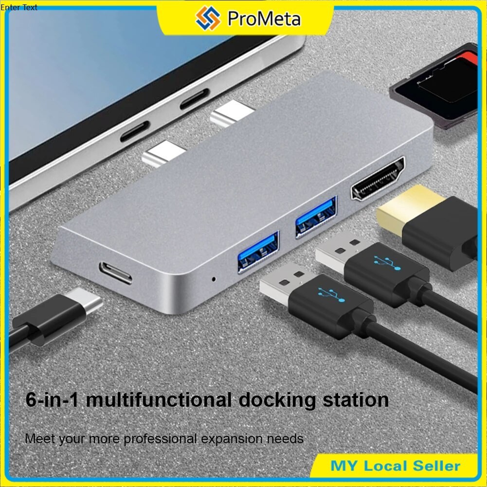 USB C Hub for Microsoft Surface ProX 8 9 10 11 Type-C Dock Adapter USB3 ...