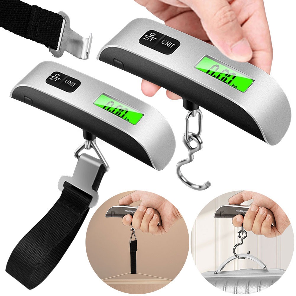 50kg/110lb Electronic Hanging Suitcase Travel Weighs LCD Display Pocket ...