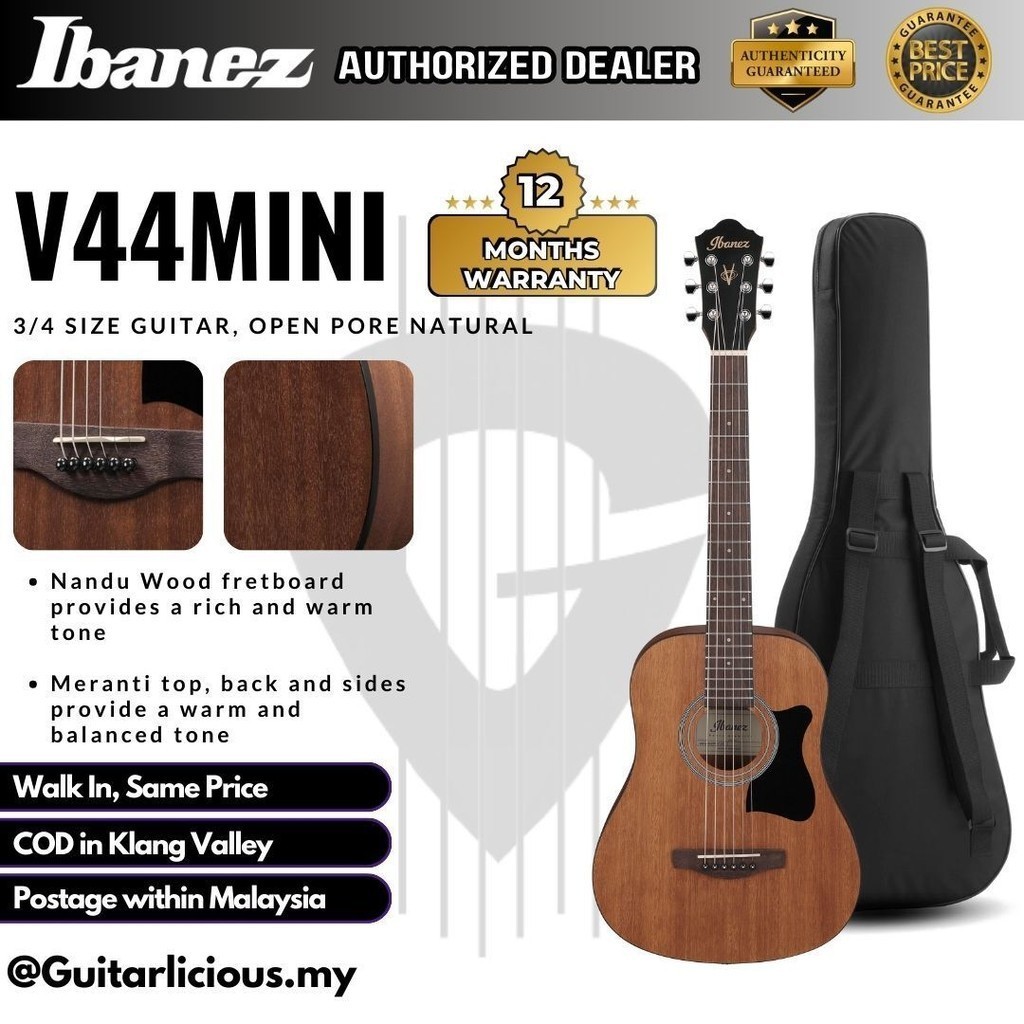 Ibanez V44MINI V Series 3/4 Size Acoustic Guitar, Open Pore Natural ...