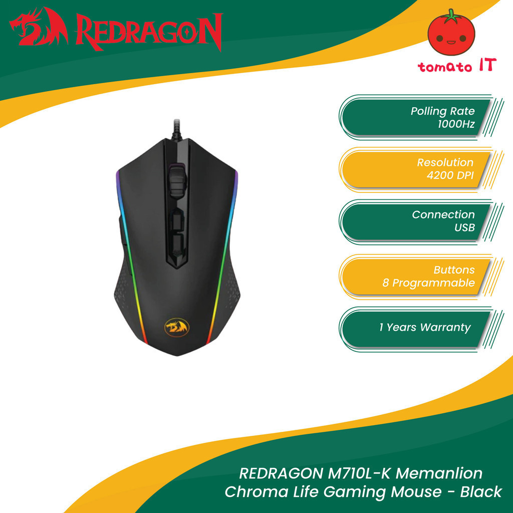 RREDRAGON M710L-K Memeanlion Chroma Lite Gaming Mouse - Black | Shopee ...