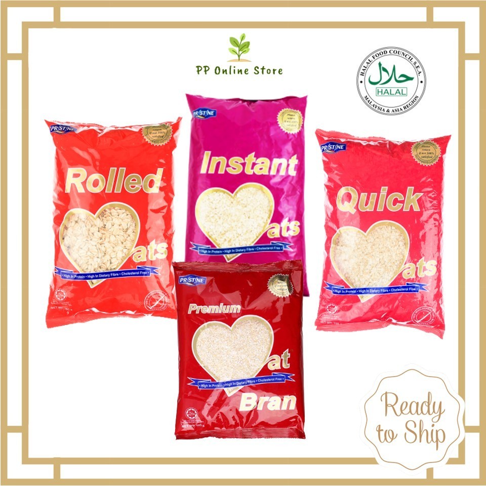 PRISTINE Australia Oat Bran 500g/Quick Oats 750g/Instant Oats 750g ...