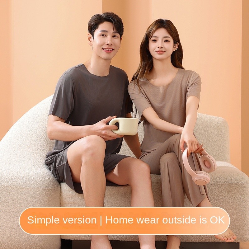 Cool Feeling Ice Silk Pajamas Women High-End Feeling Couple Wear One ...