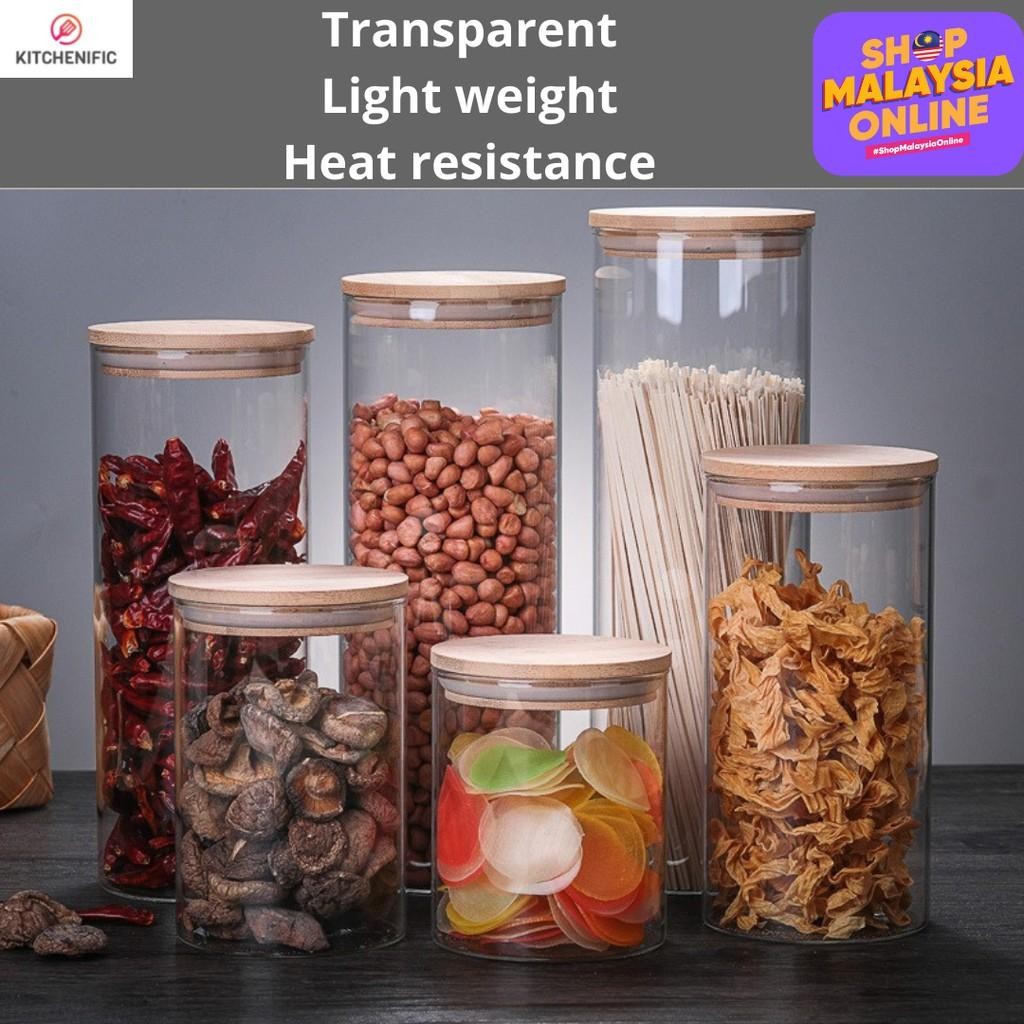 Rounded Transparent Container Glass Jar For Spices With Lids Jar Kaca ...