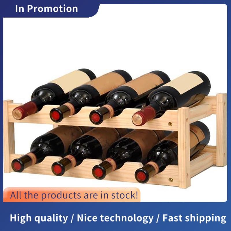 Standing Wooden Wine Rack Organizer 8 Bottles Home Bar Party Display ...