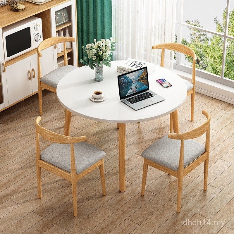 Small Round Table Eating Table Household Fast Food Table Solid Wood Leg ...